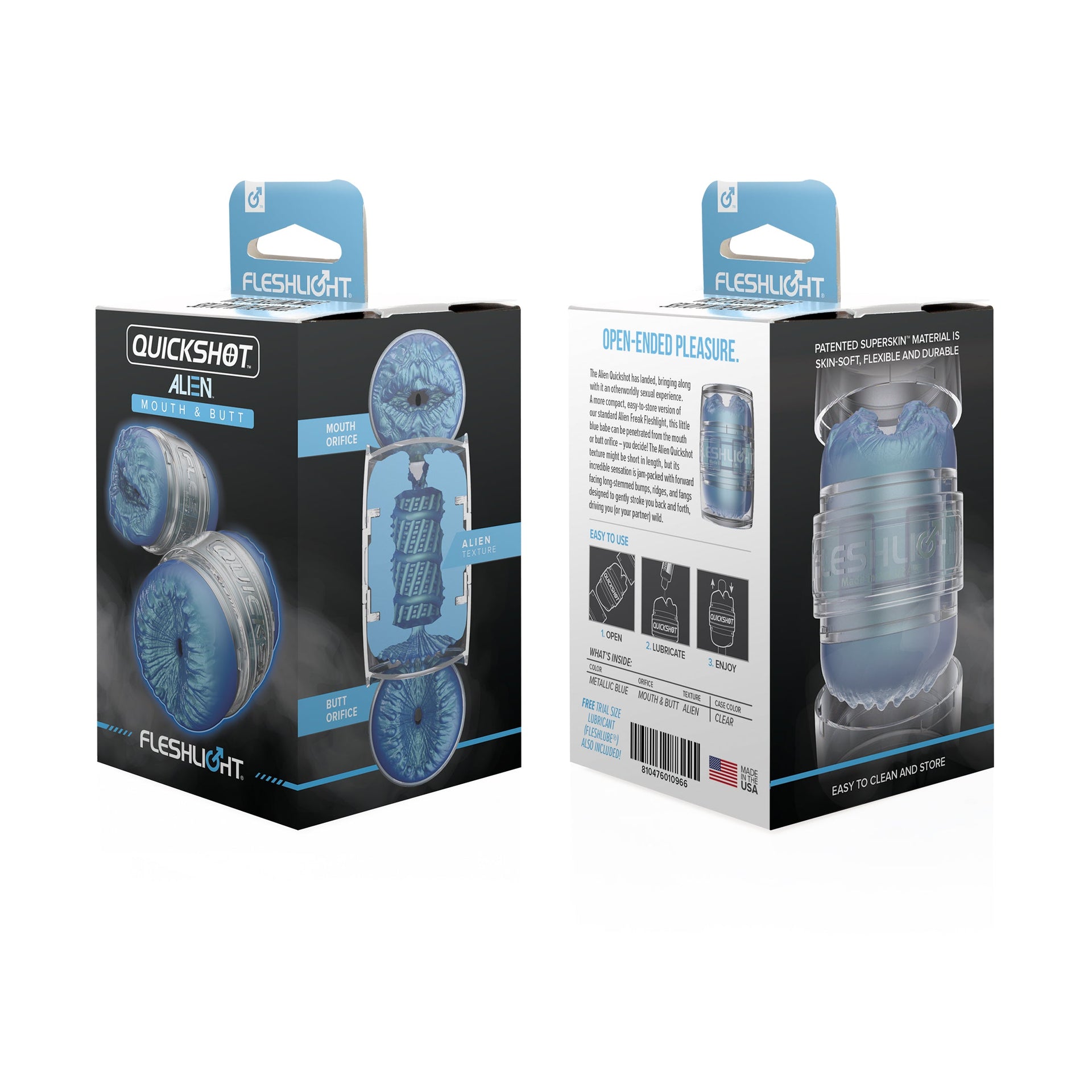 Quickshot Alien Blue Metallic Mouth/Butt – Fleshlight Distribution ...